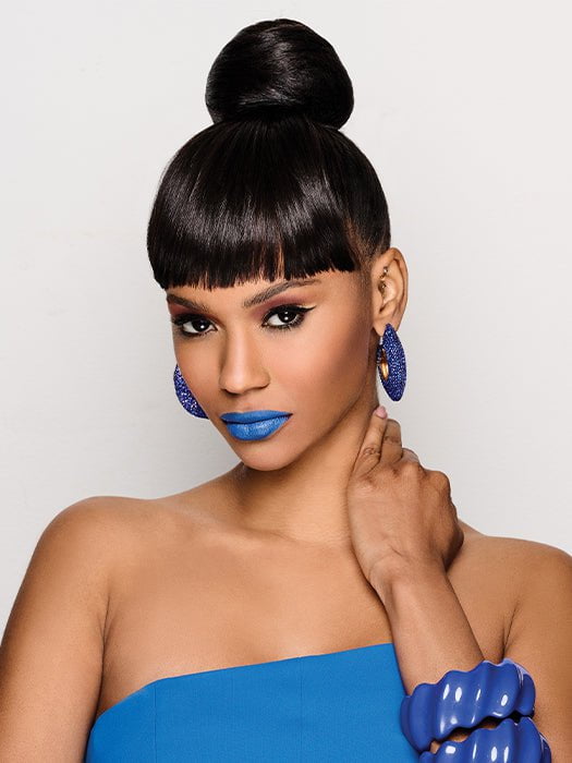 Sleek Style Bun & Bangs | Synthetic Hairpiece – Wigs.com